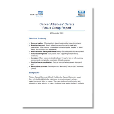 Cancer Alliances’ Carers Focus Group Report - Welcome to Wessex Cancer ...